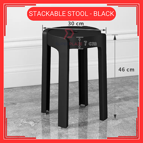 Black Color Stackable Stool High Plastic Stool Nordic Style